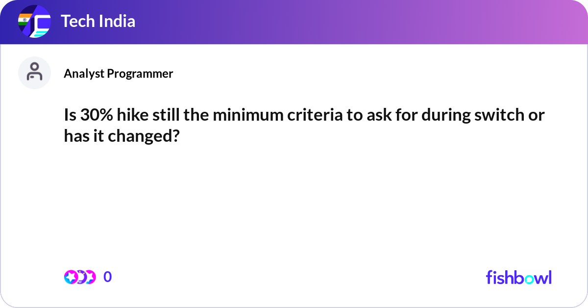 Is 30% hike still the minimum criteria to ask for ... | Fishbowl