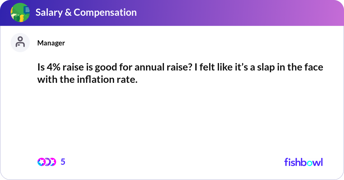 Is 4% raise is good for annual raise? I felt like ... | Fishbowl
