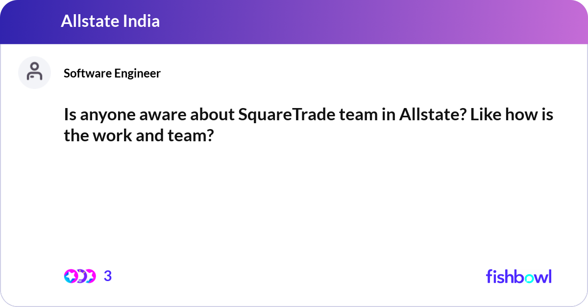 Is anyone aware about SquareTrade team in Allstate... | Fishbowl