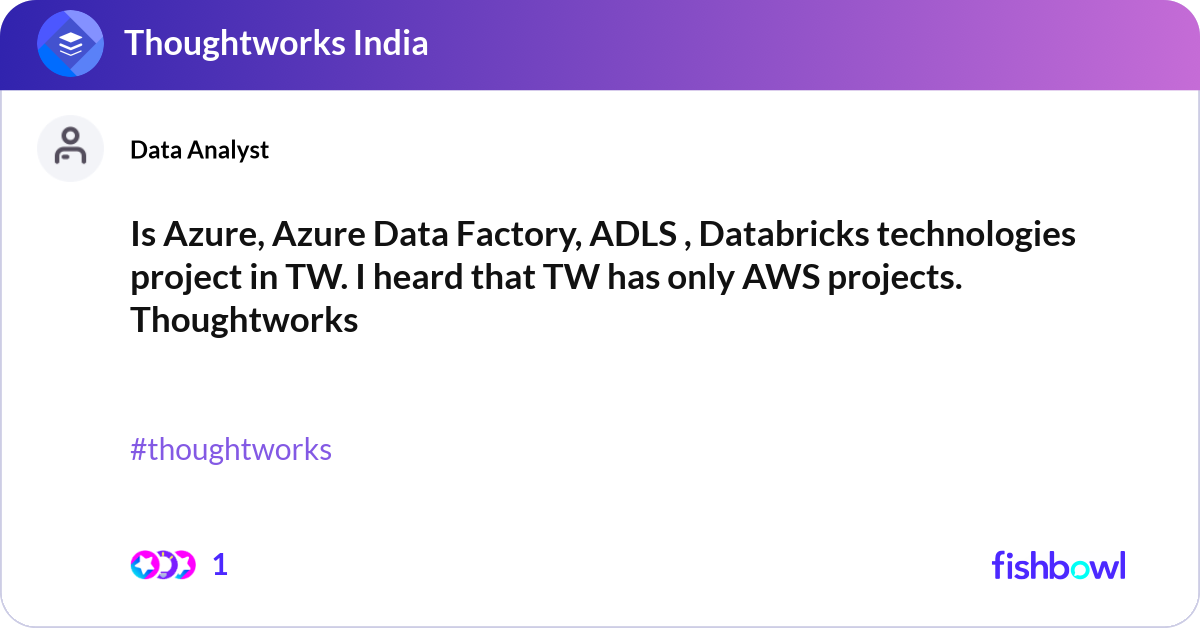 Is Azure, Azure Data Factory, ADLS , Databricks te... | Fishbowl