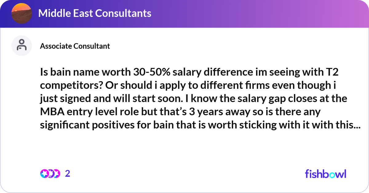 Is bain name worth 30-50% salary difference im see... | Fishbowl