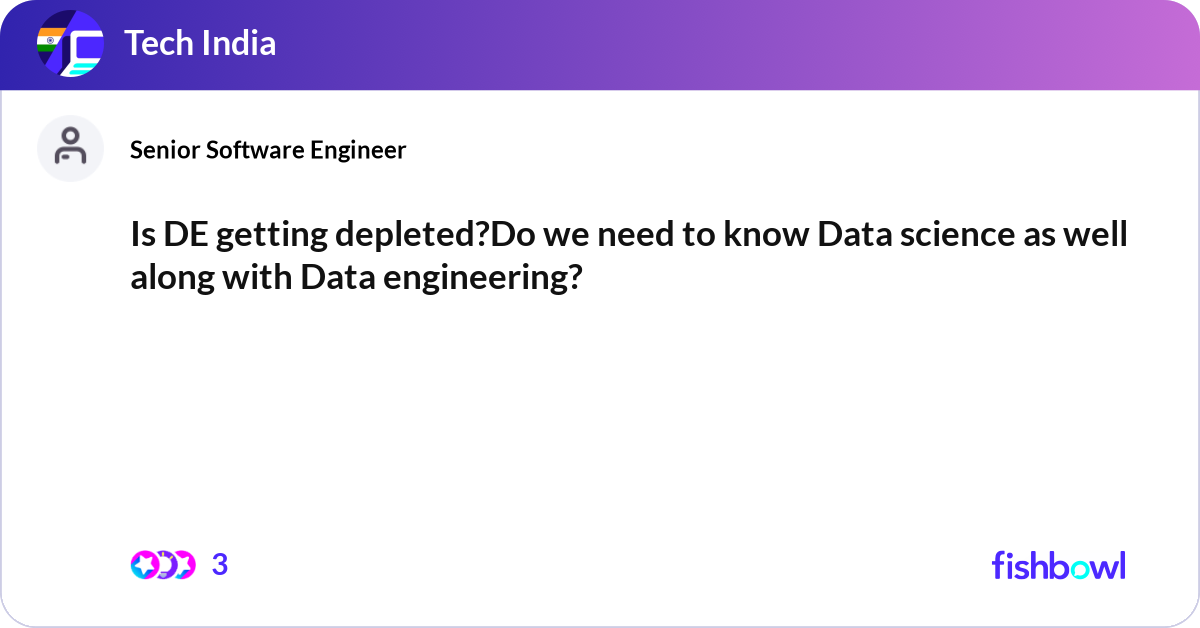 Is DE getting depleted?Do we need to know Data sci... | Fishbowl