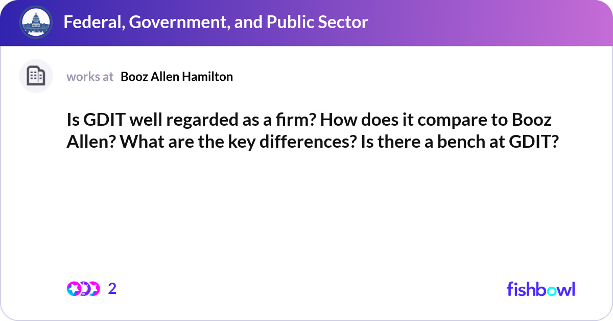 Is GDIT well regarded as a firm? How does it compa... | Fishbowl
