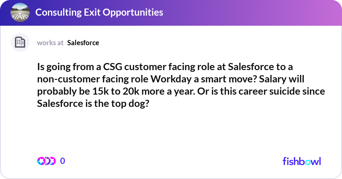 Is going from a CSG customer facing role at Salesf... | Fishbowl