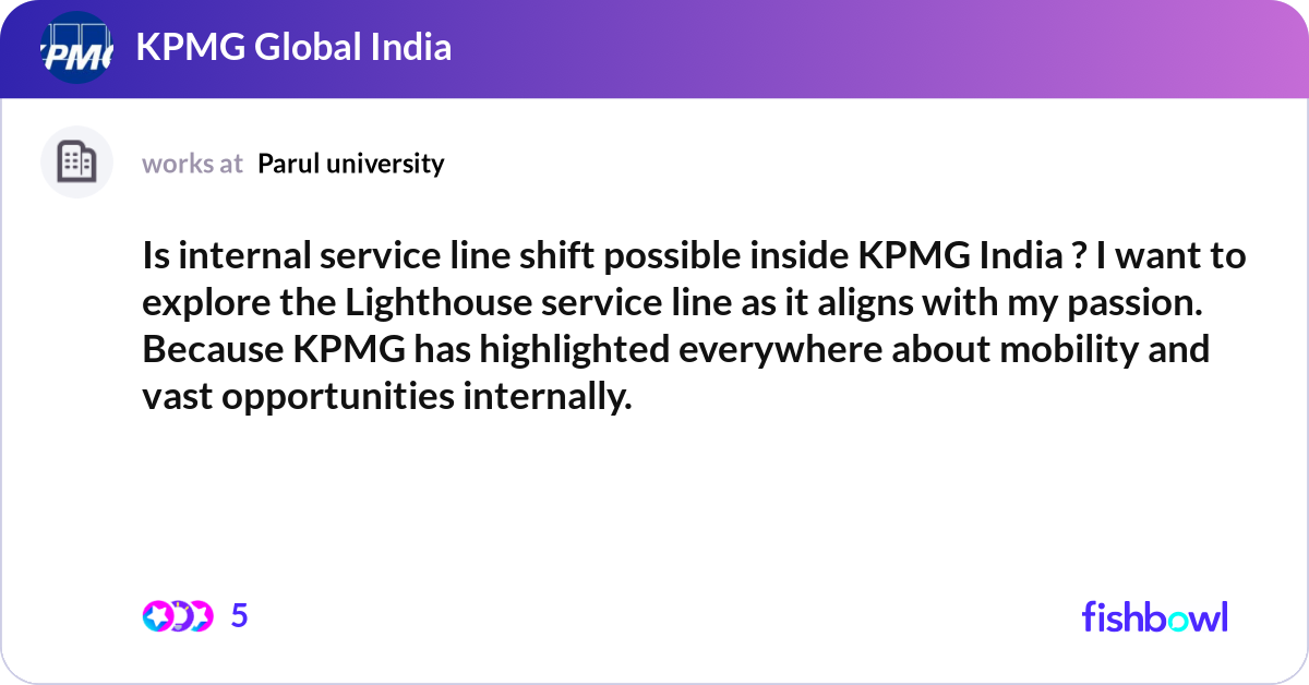 Is internal service line shift possible inside KPM... | Fishbowl