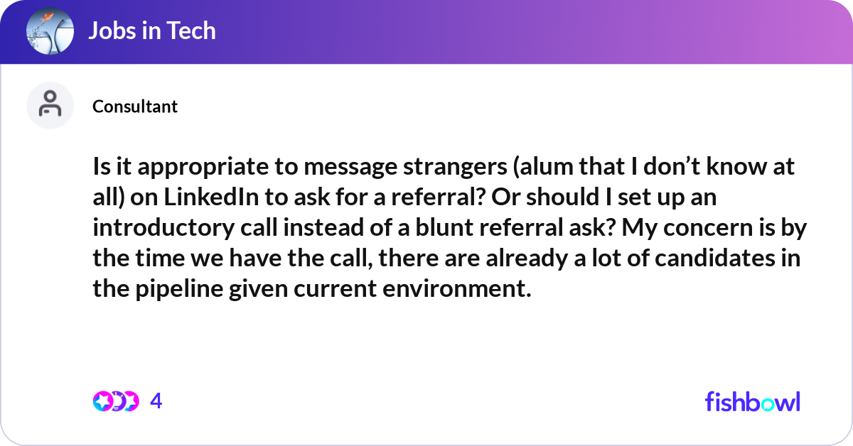 Is it appropriate to message strangers (alum that ... | Fishbowl