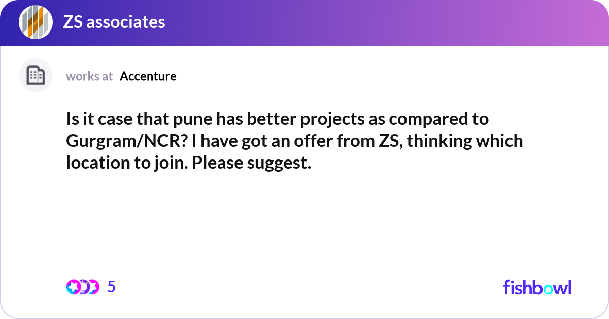 Is it case that pune has better projects as compar... | Fishbowl