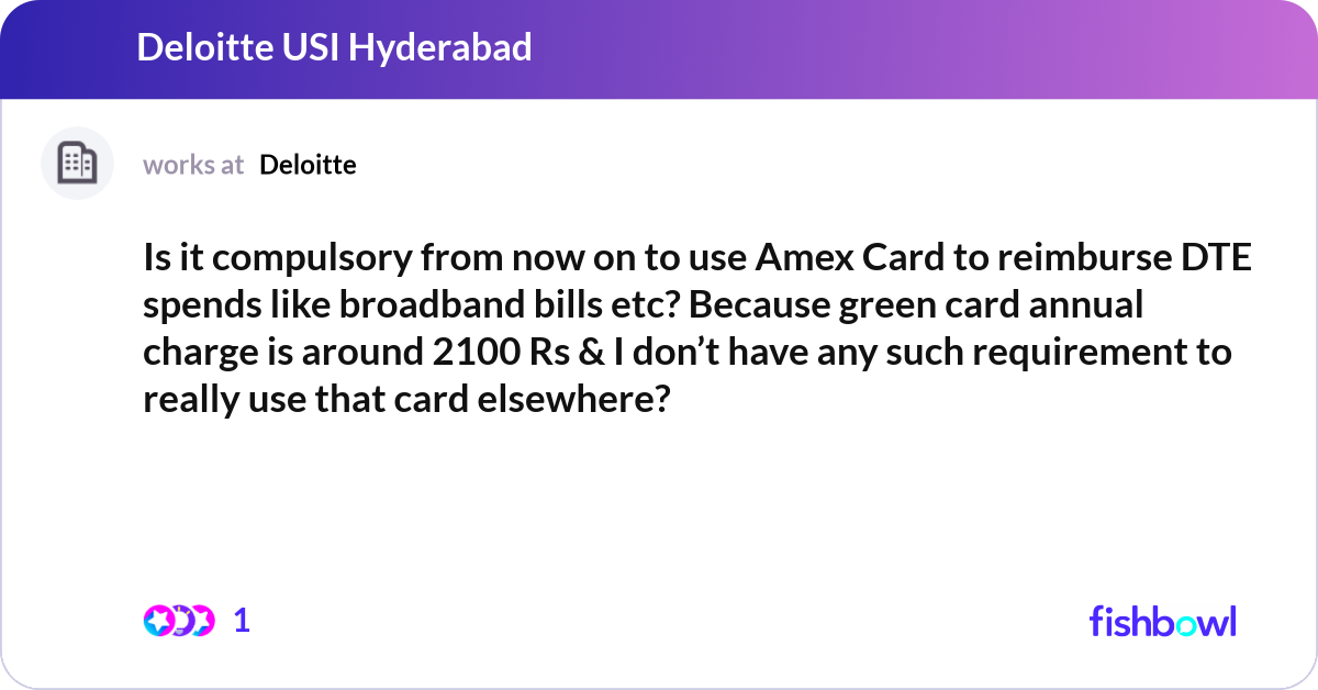 Is it compulsory from now on to use Amex Card to r... | Fishbowl