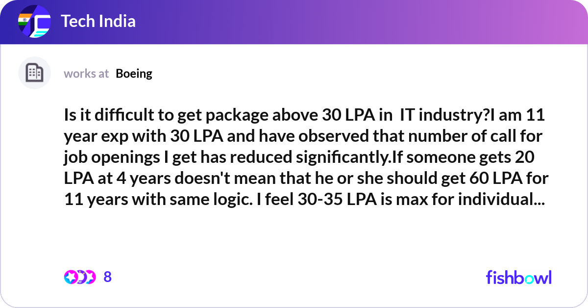 Is it difficult to get package above 30 LPA in IT... | Fishbowl