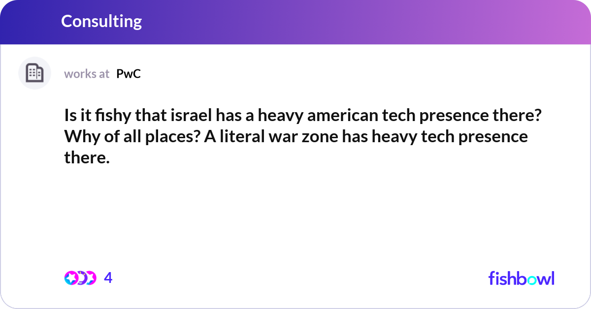 Is it fishy that israel has a heavy american tech ... | Fishbowl