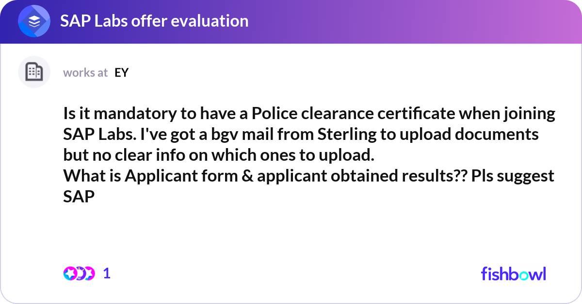 Is it mandatory to have a Police clearance certifi... | Fishbowl