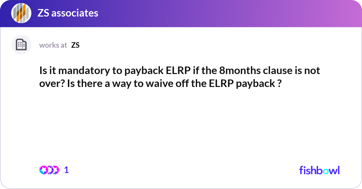 Is it mandatory to payback ELRP if the 8months cla... | Fishbowl