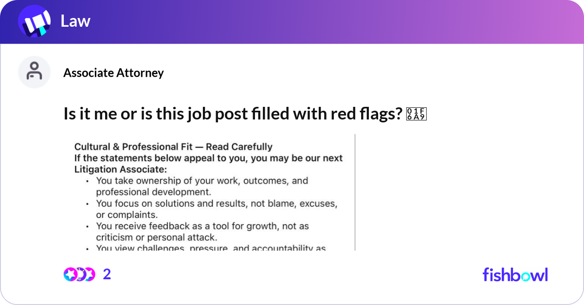 Is it me or is this job post filled with red flags... | Fishbowl