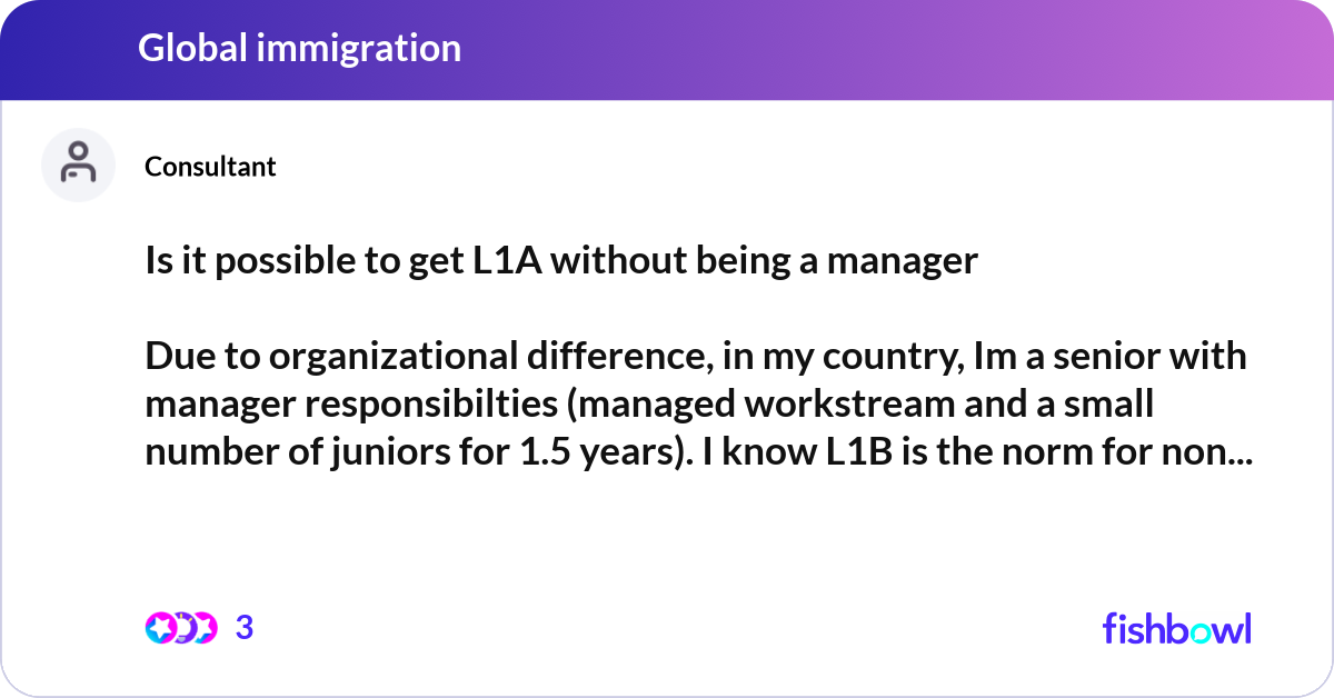 Is it possible to get L1A without being a manager ... | Fishbowl