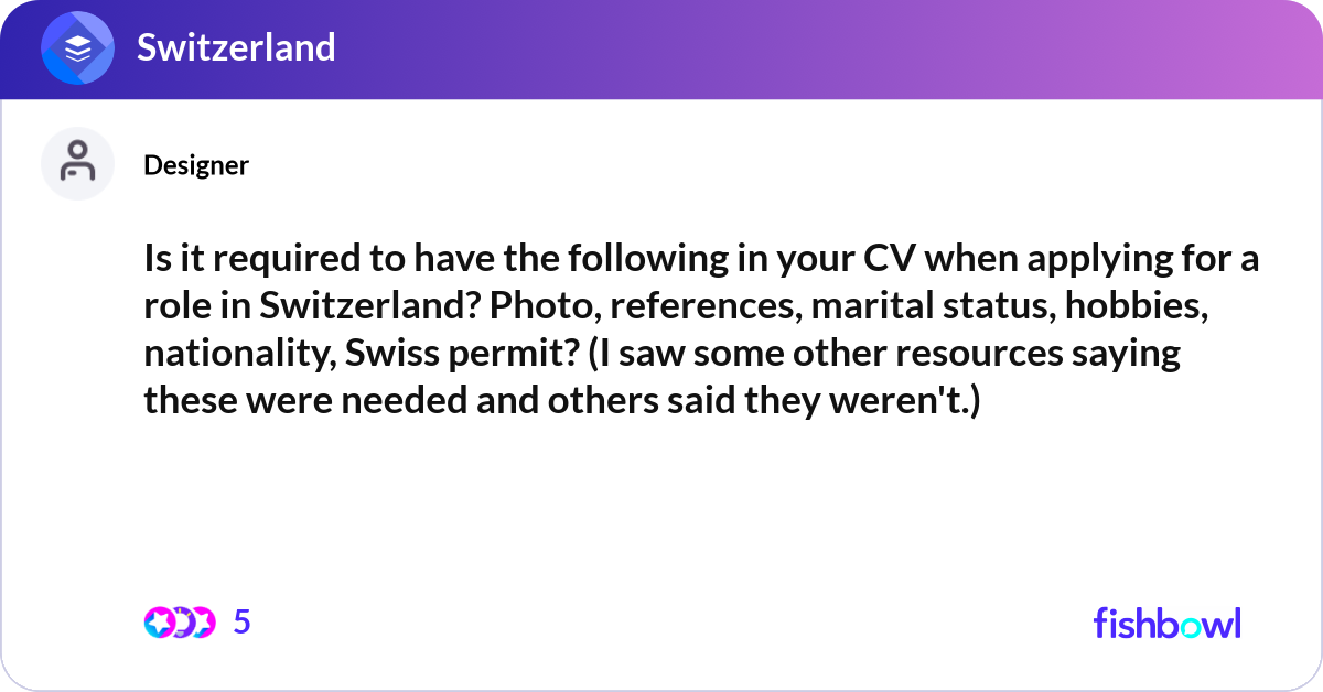 Is it required to have the following in your CV wh... | Fishbowl