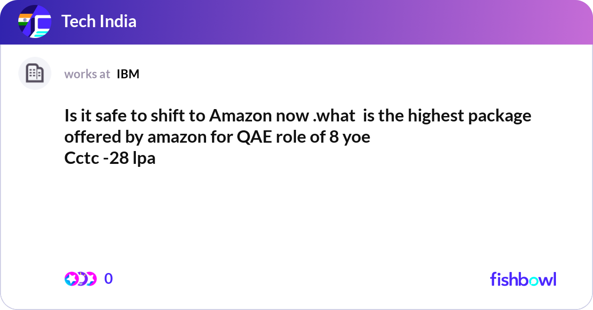 Is it safe to shift to Amazon now .what is the hi... | Fishbowl