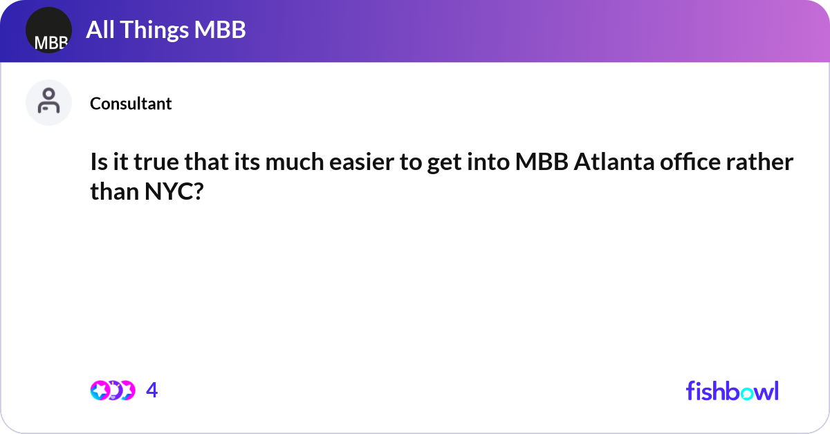 Is it true that its much easier to get into MBB At... | Fishbowl