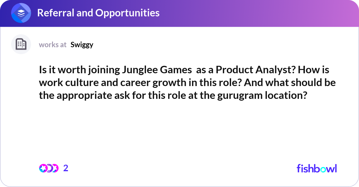 Is it worth joining Junglee Games as a Product An... | Fishbowl