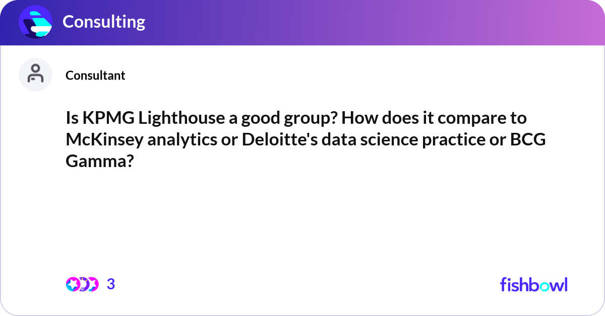 Is KPMG Lighthouse a good group? How does it compa... | Fishbowl