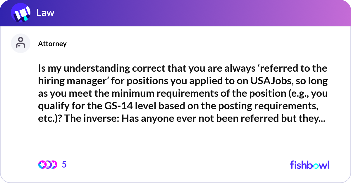 Is my understanding correct that you are always ‘r... | Fishbowl