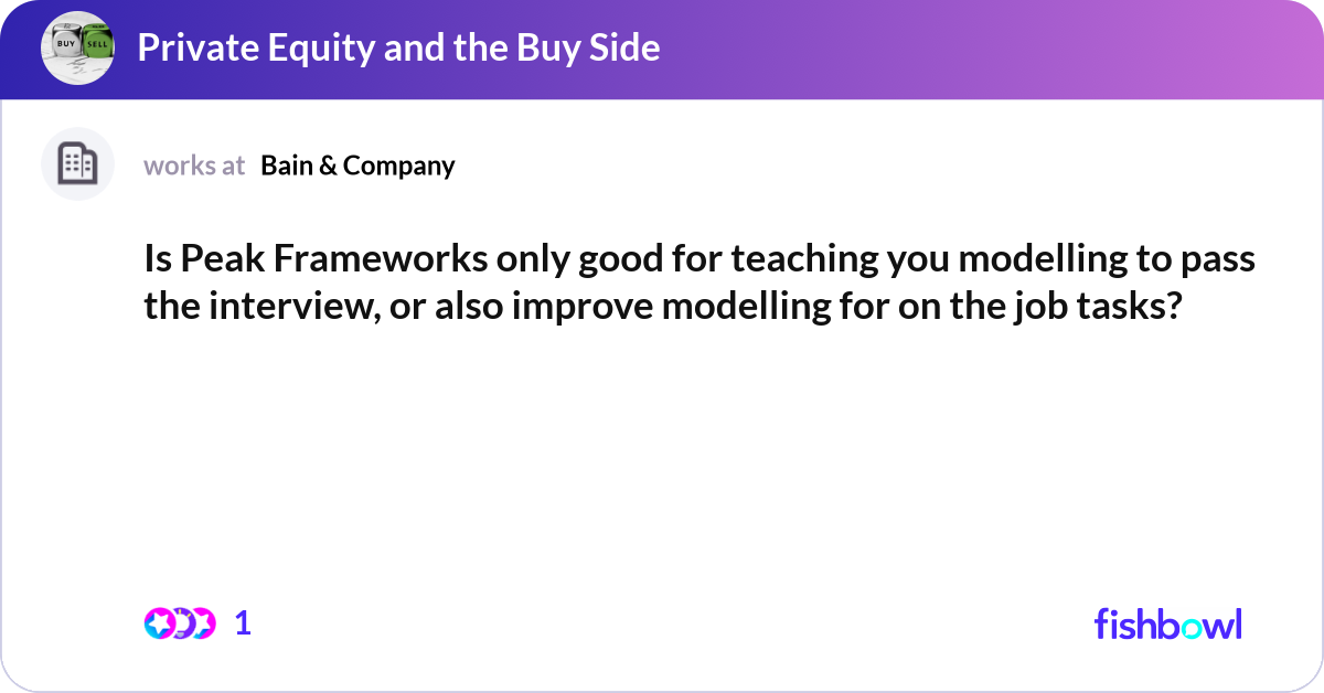 Is Peak Frameworks only good for teaching you mode... | Fishbowl