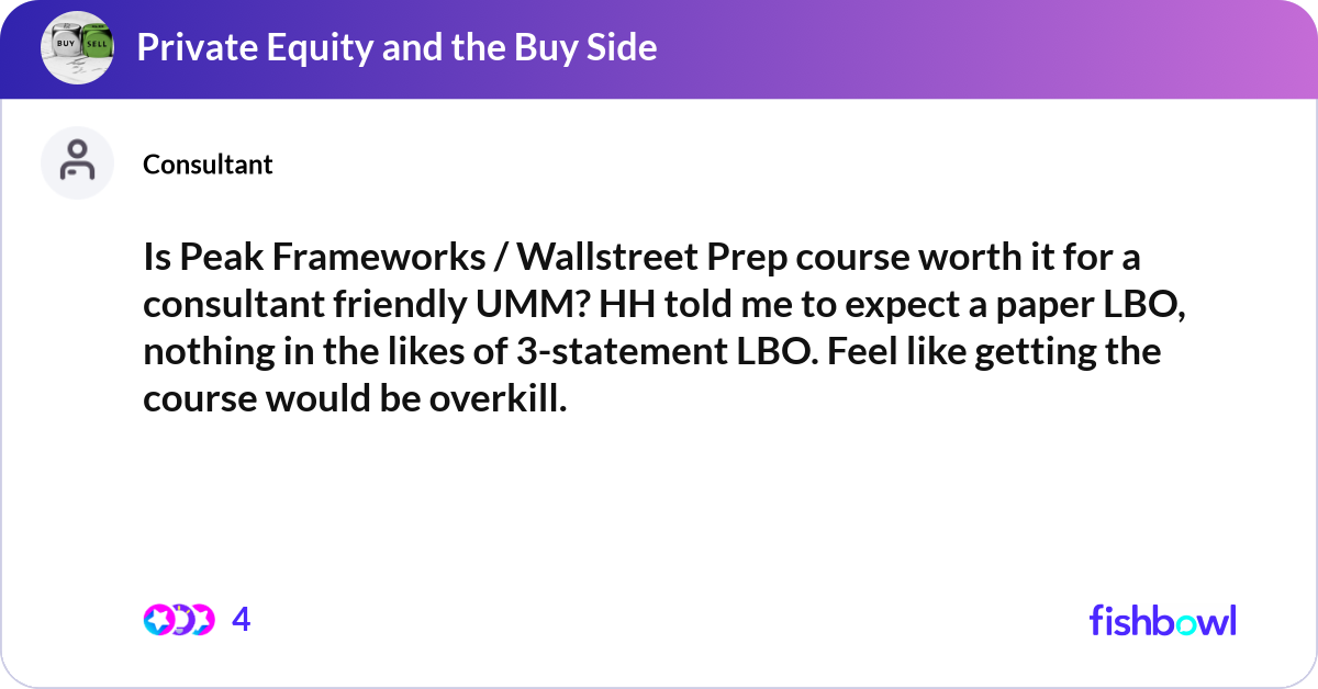 Is Peak Frameworks / Wallstreet Prep course worth ... | Fishbowl