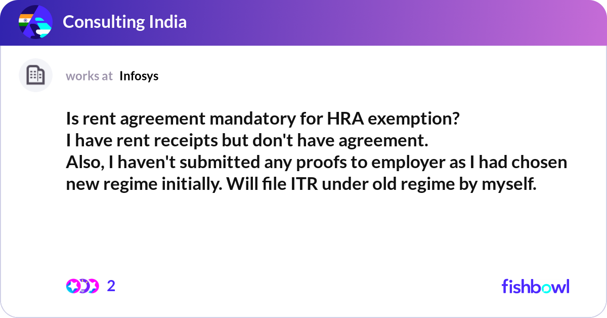 Is rent agreement mandatory for HRA exemption? I h... | Fishbowl