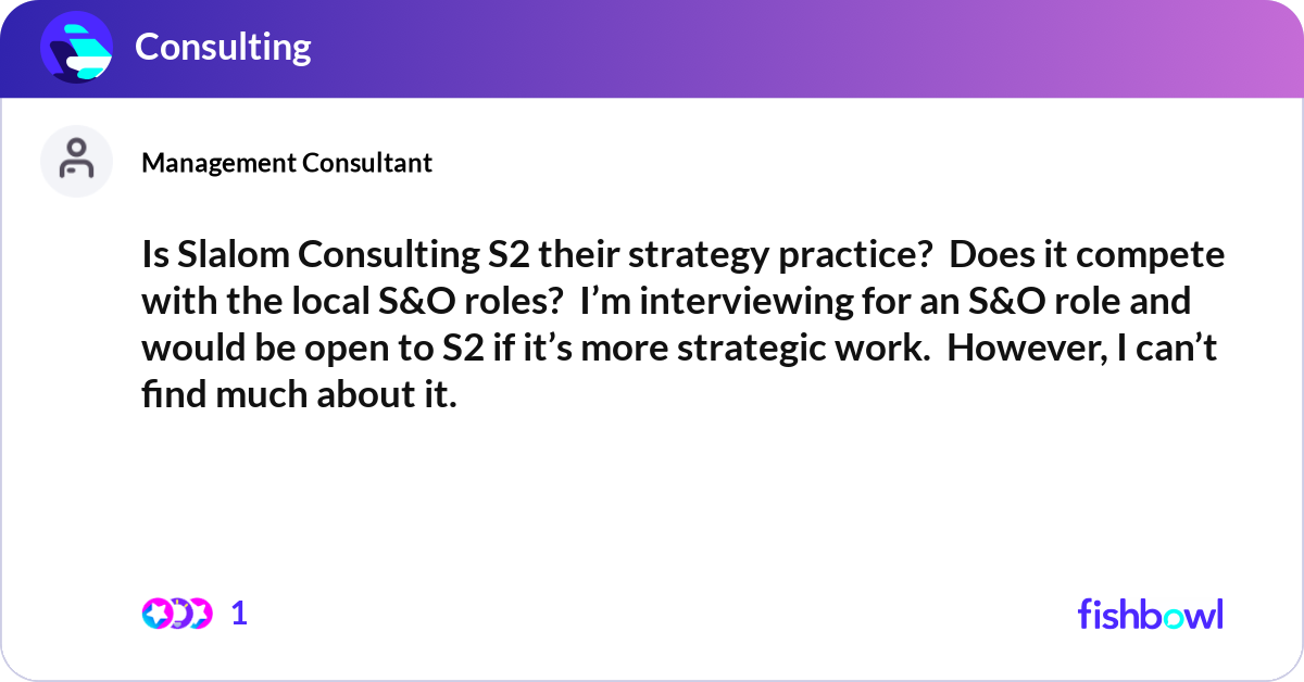 Is Slalom Consulting S2 their strategy practice? ... | Fishbowl