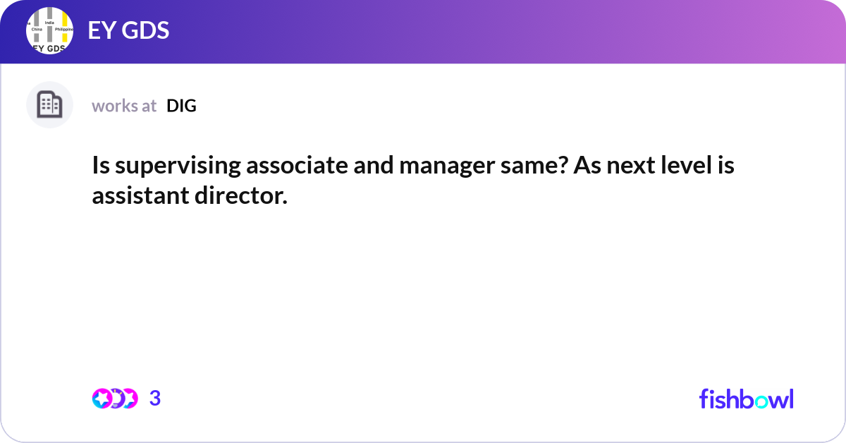 Is supervising associate and manager same? As next... | Fishbowl