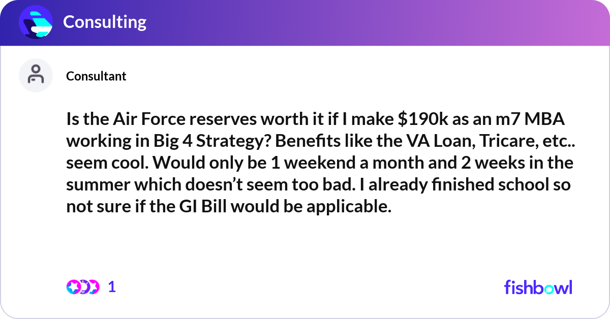 Is the Air Force reserves worth it if I make $190k... | Fishbowl