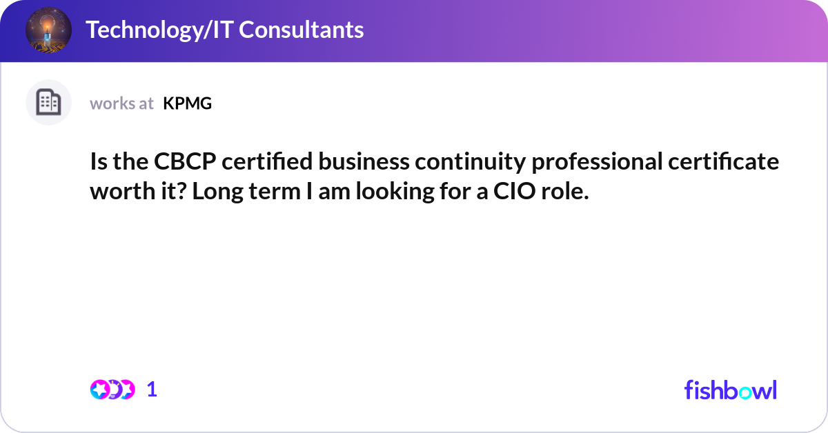 Is the CBCP certified business continuity professi... | Fishbowl