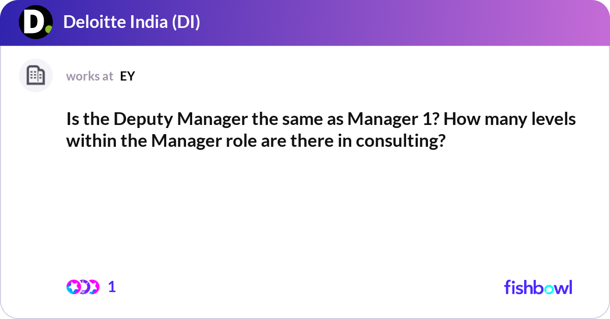 Is the Deputy Manager the same as Manager 1? How m... | Fishbowl