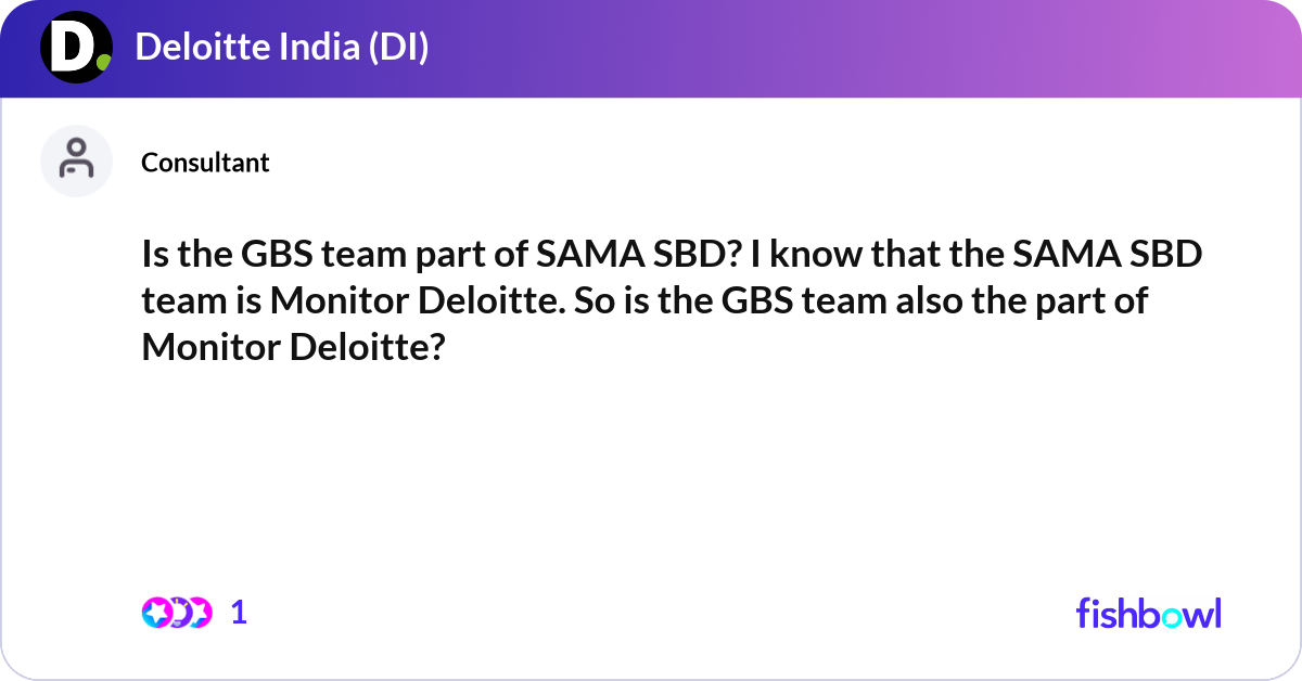 Is the GBS team part of SAMA SBD? I know that the ... | Fishbowl
