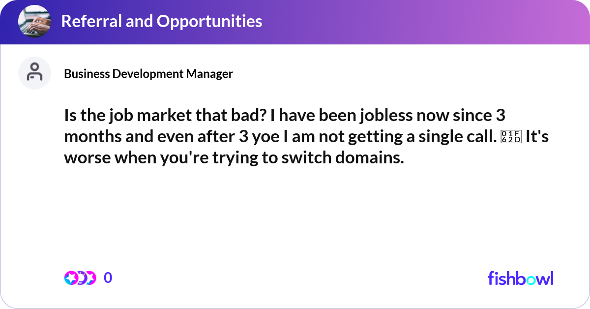 Is the job market that bad? I have been jobless no... | Fishbowl