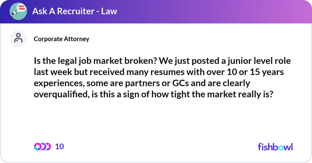 Is the legal job market broken? We just posted a j... | Fishbowl