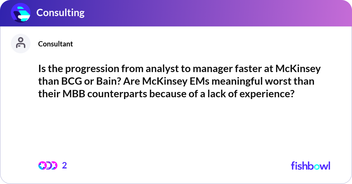 Is the progression from analyst to manager faster ... | Fishbowl