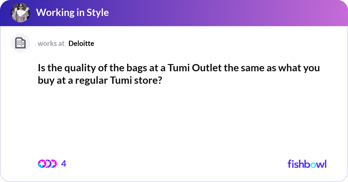 Is the quality of the bags at a Tumi Outlet the sa... | Fishbowl