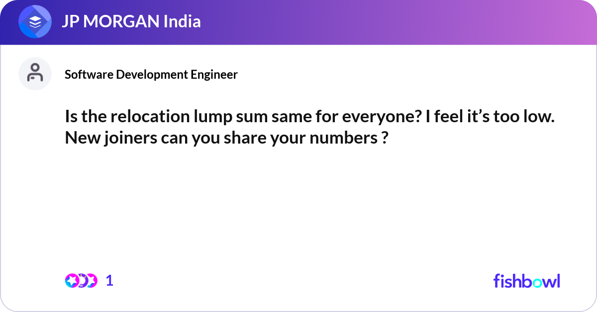 Is the relocation lump sum same for everyone? I fe... | Fishbowl