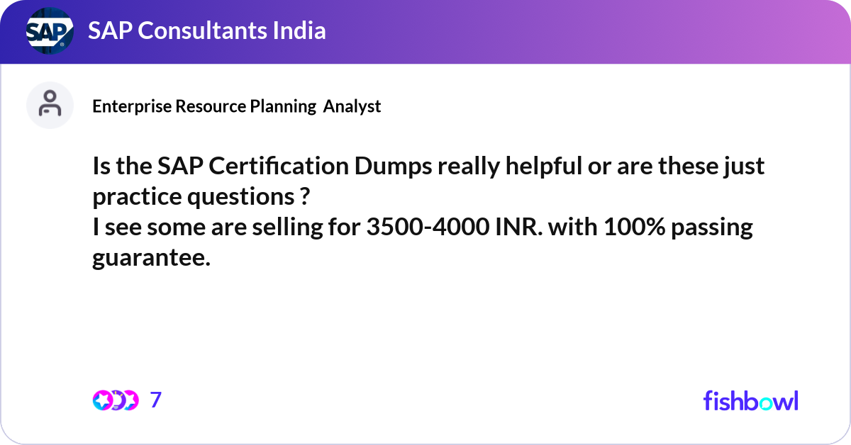 Is the SAP Certification Dumps really helpful or a... | Fishbowl