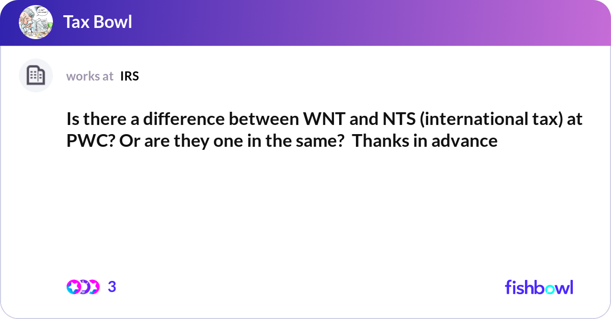Is there a difference between WNT and NTS (interna... | Fishbowl