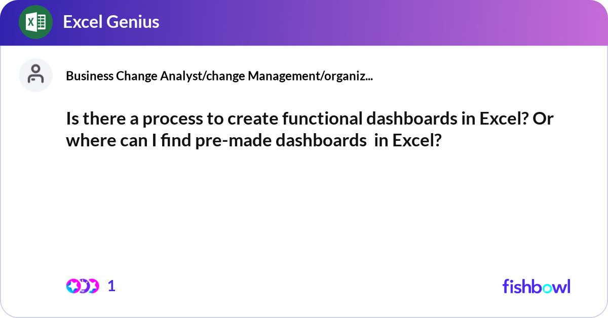 Is there a process to create functional dashboards... | Fishbowl