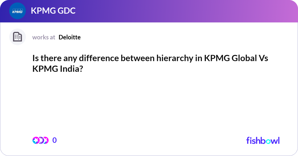 Is there any difference between hierarchy in KPMG ... | Fishbowl