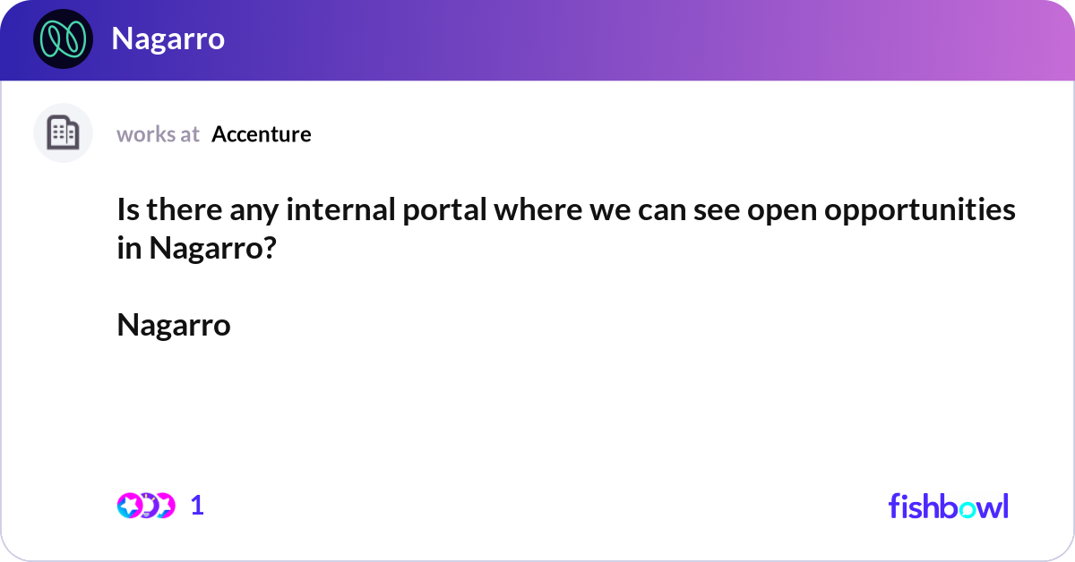 Is there any internal portal where we can see open... | Fishbowl