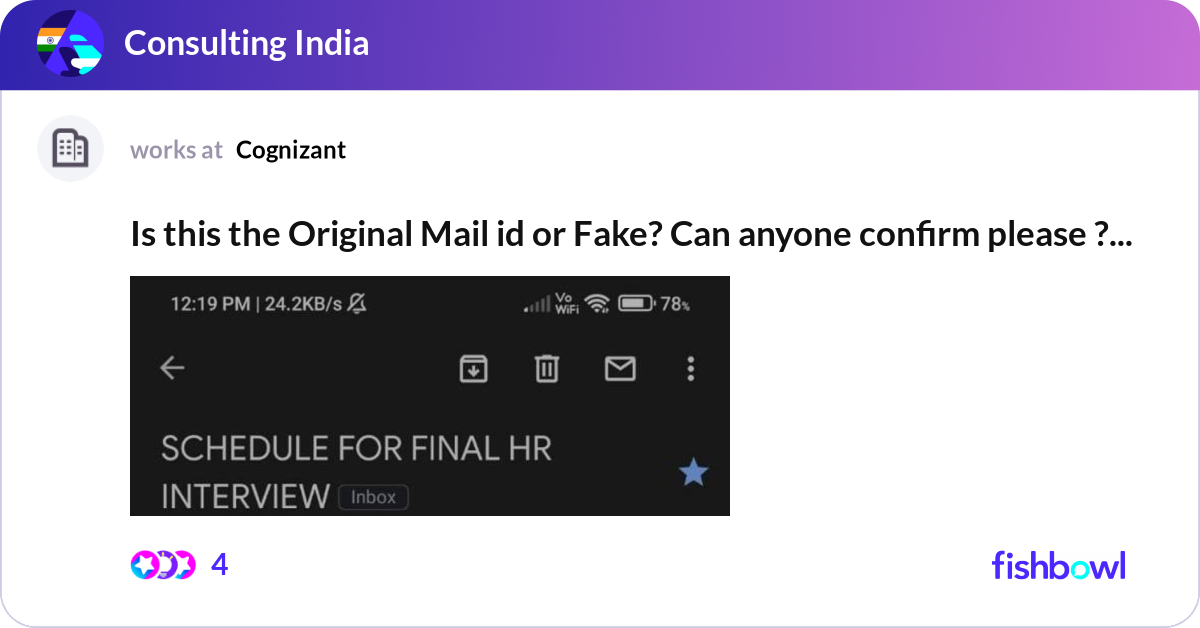 Is this the Original Mail id or Fake? Can anyone c... | Fishbowl