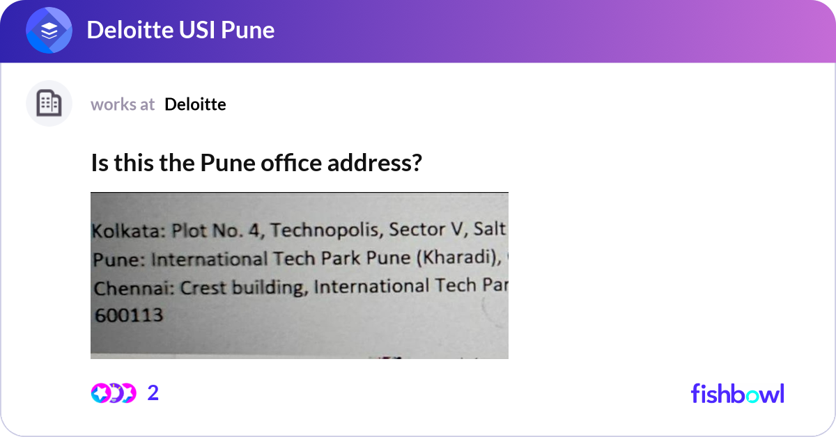 Is this the Pune office address? | Fishbowl