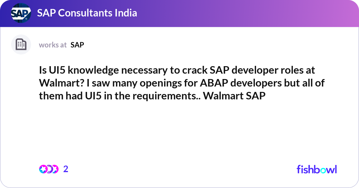 Is UI5 knowledge necessary to crack SAP developer ... | Fishbowl