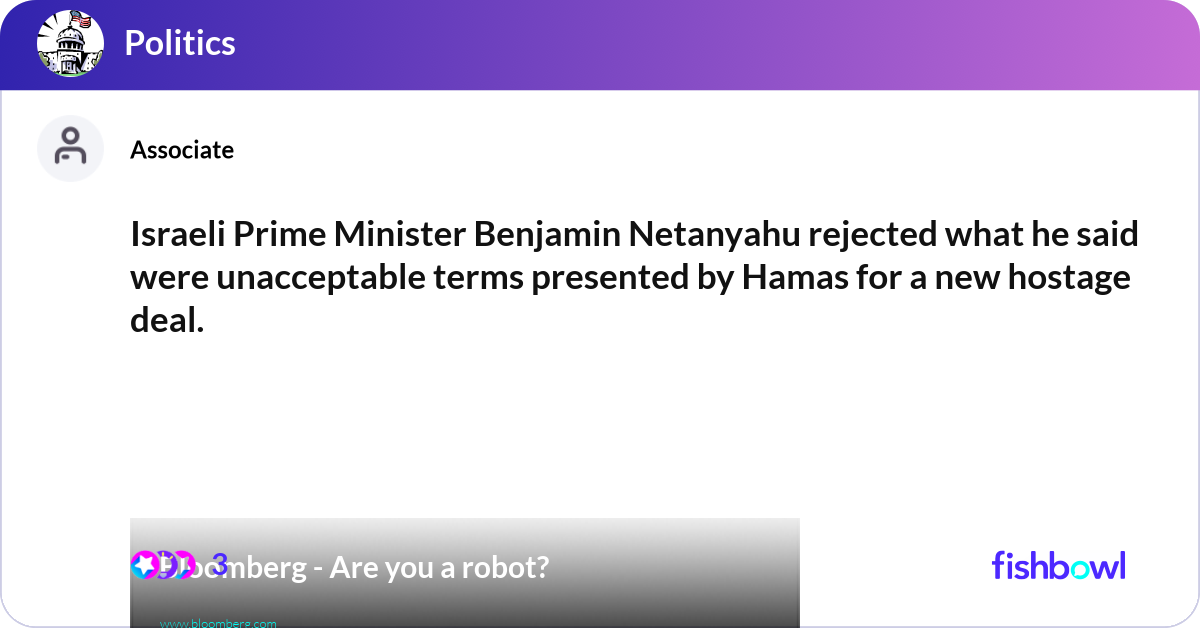 Israeli Prime Minister Benjamin Netanyahu rejected... | Fishbowl