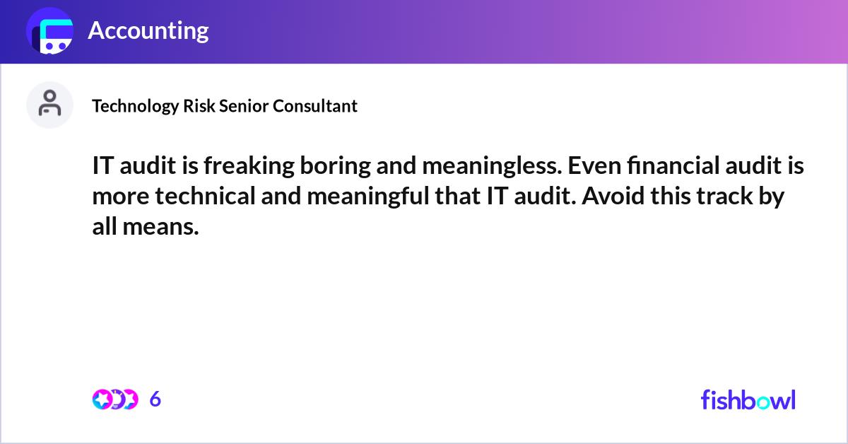IT audit is freaking boring and meaningless. Even ... | Fishbowl