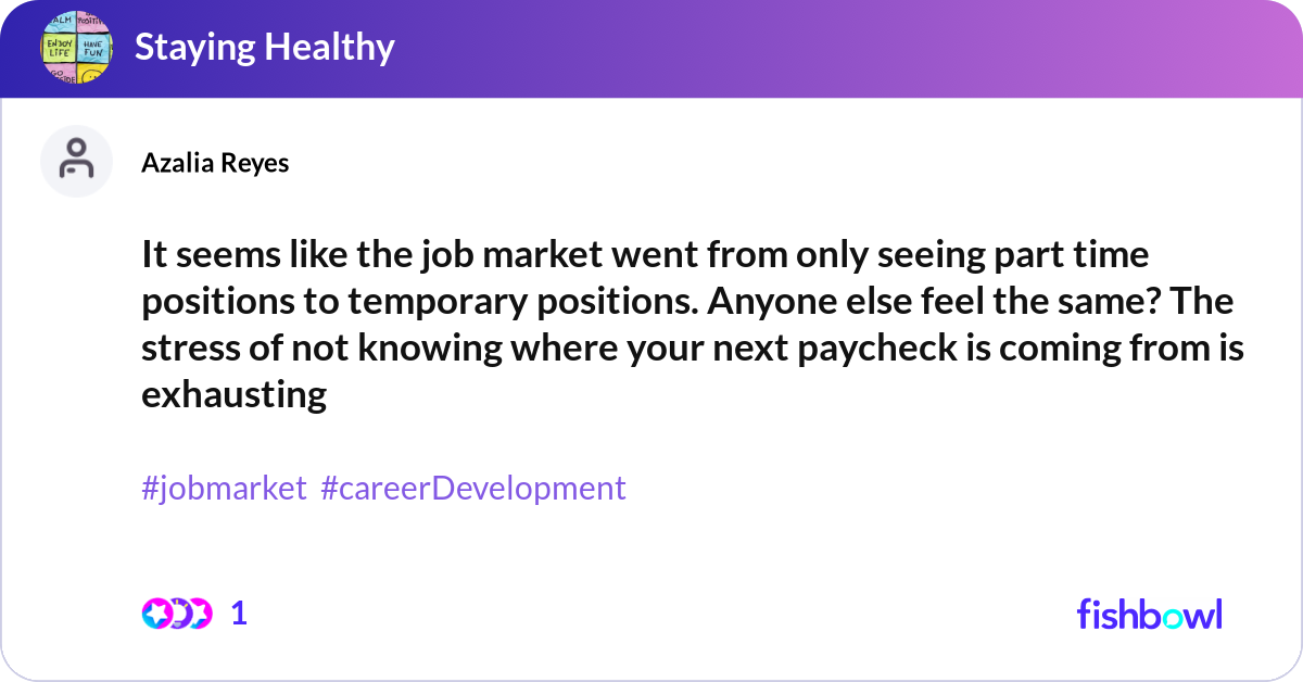 It seems like the job market went from only seeing... | Fishbowl