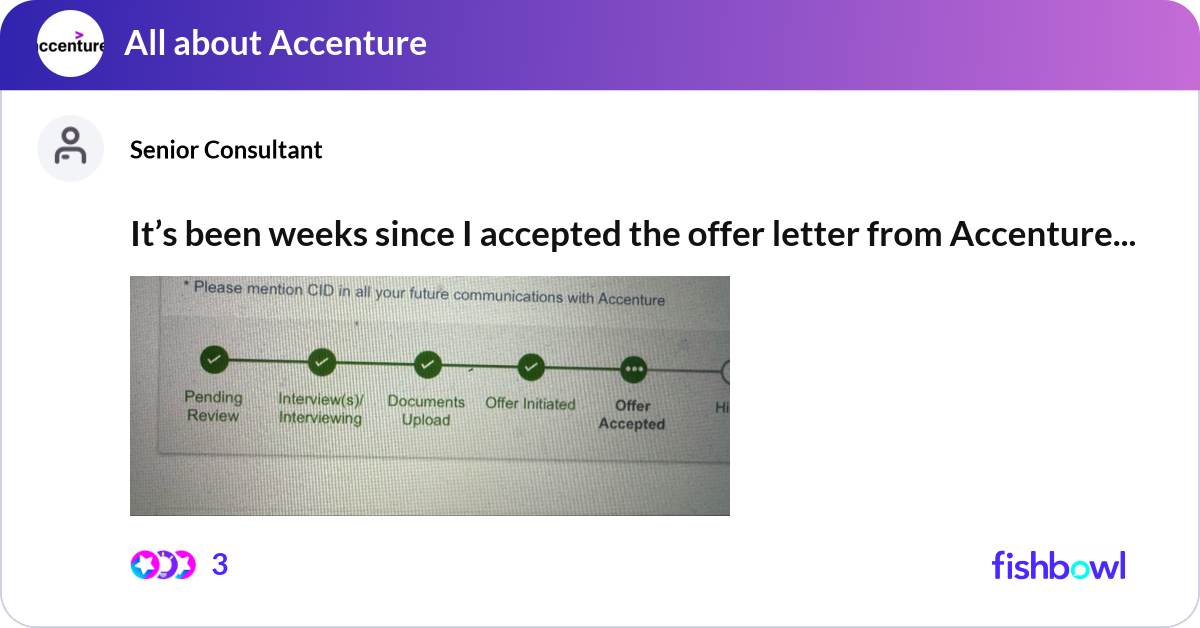 It’s been weeks since I accepted the offer letter ... | Fishbowl